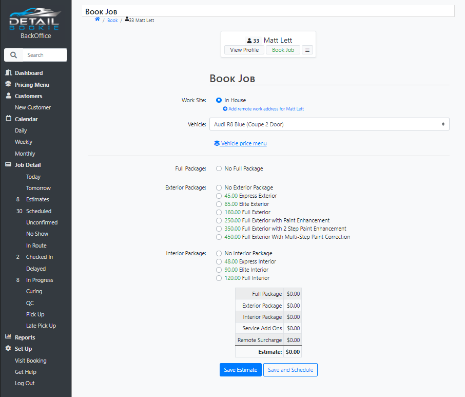 Creating a Customer and Booking Jobs